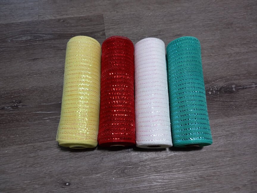 10 Inch Deco Mesh Poly Ribbon Wreath - Etsy