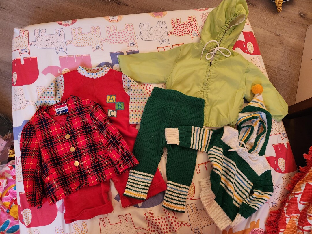 Vintage 1970's Baby Boy Clothing Lot Retro Onesie Jacket Set 12-18 ...