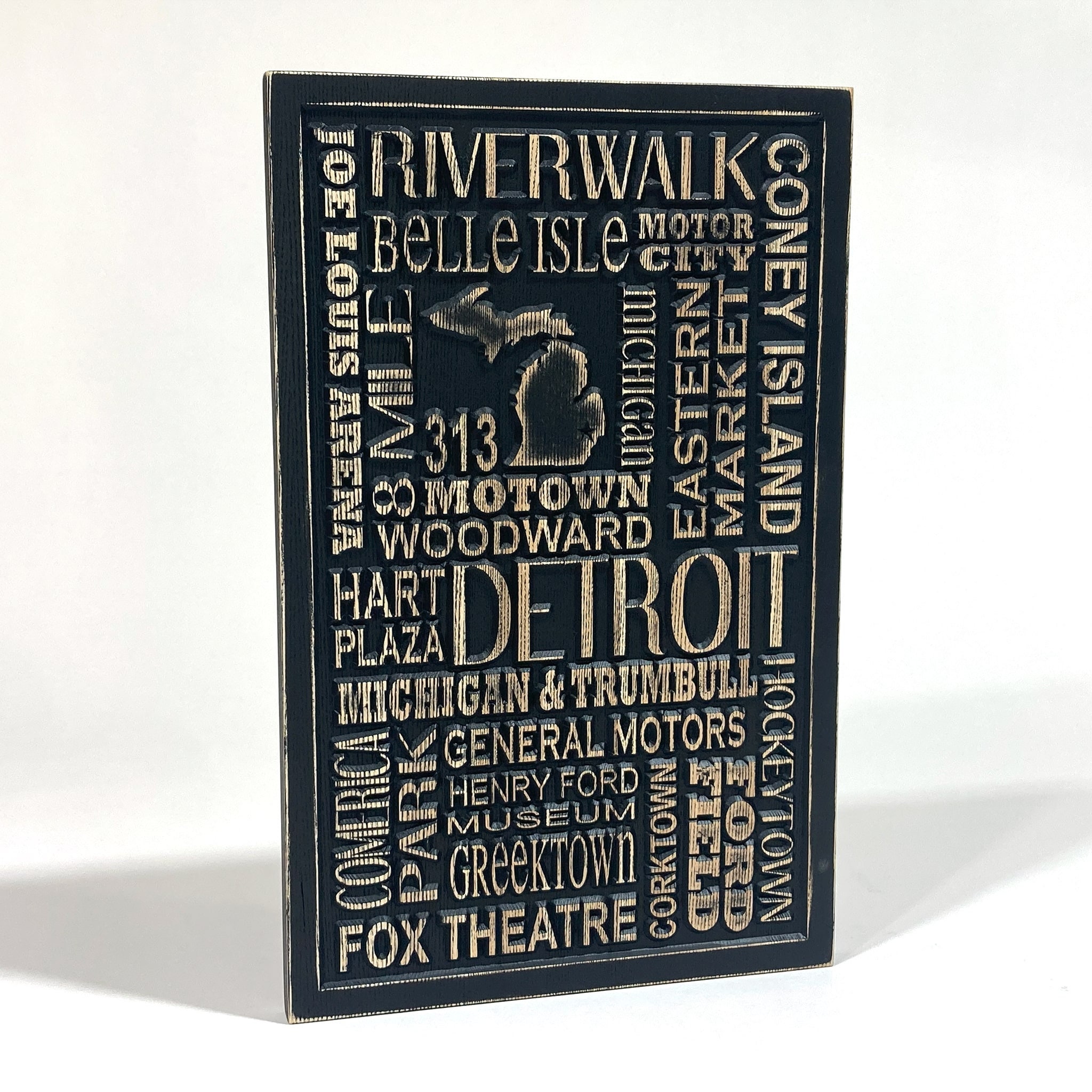 Detroit Carved Subway Sign, Detroit Wall Decor, Wooden Wall Art, Wooden ...