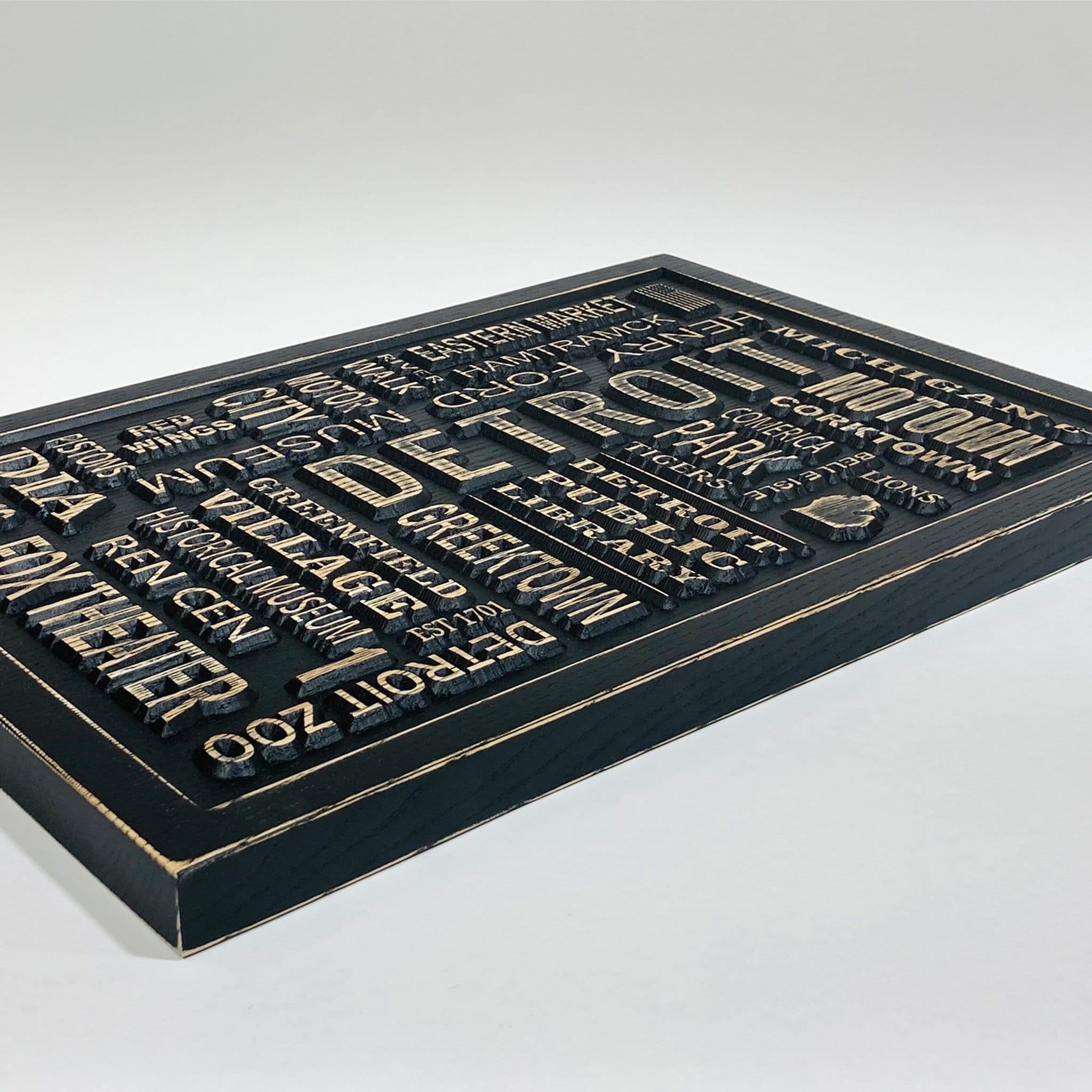 Detroit Carved Subway Sign, Detroit Wall Decor, Wooden Wall Art, Wooden ...