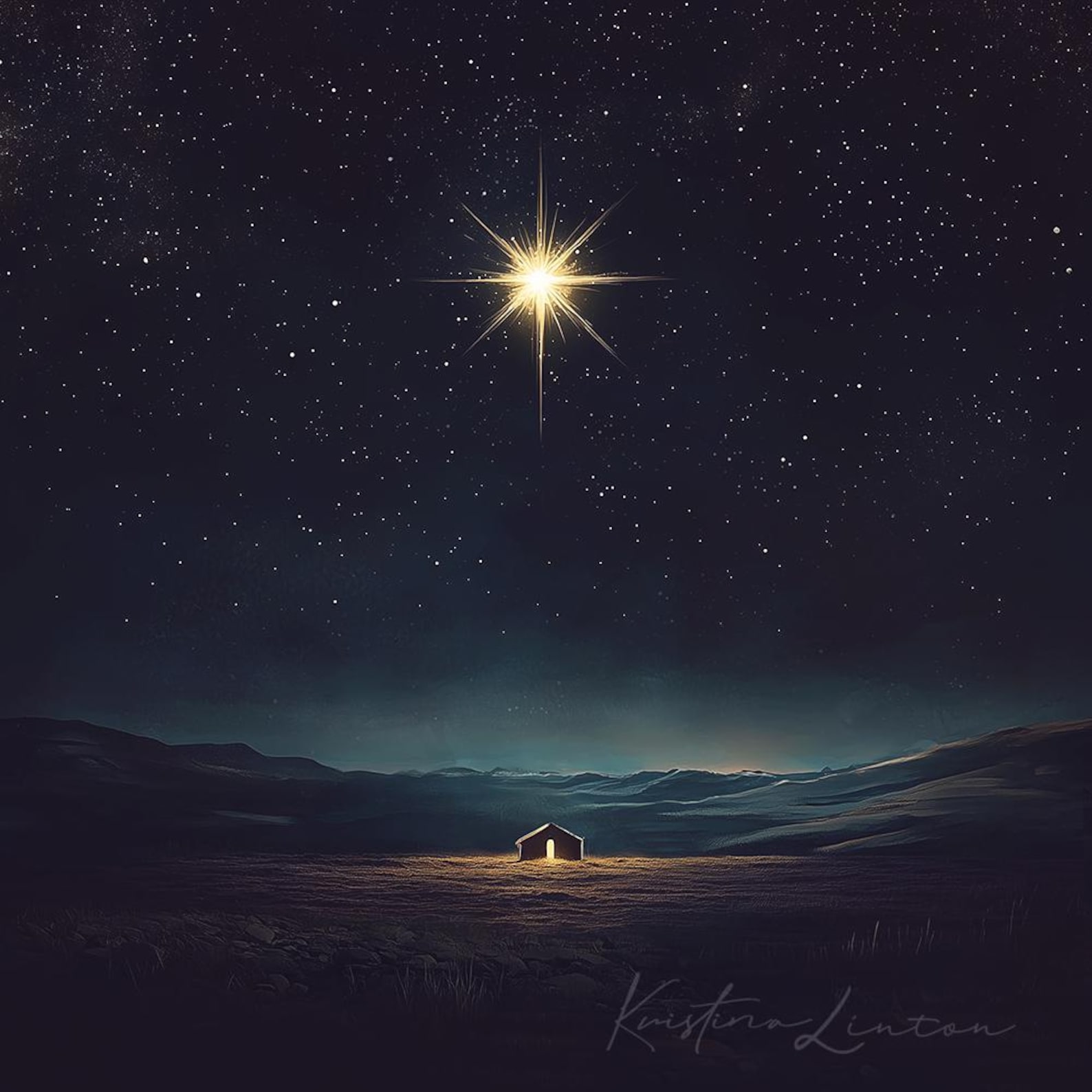 Art Print, Religious Art, Jesus Christ Birth, Star of Bethlehem ...