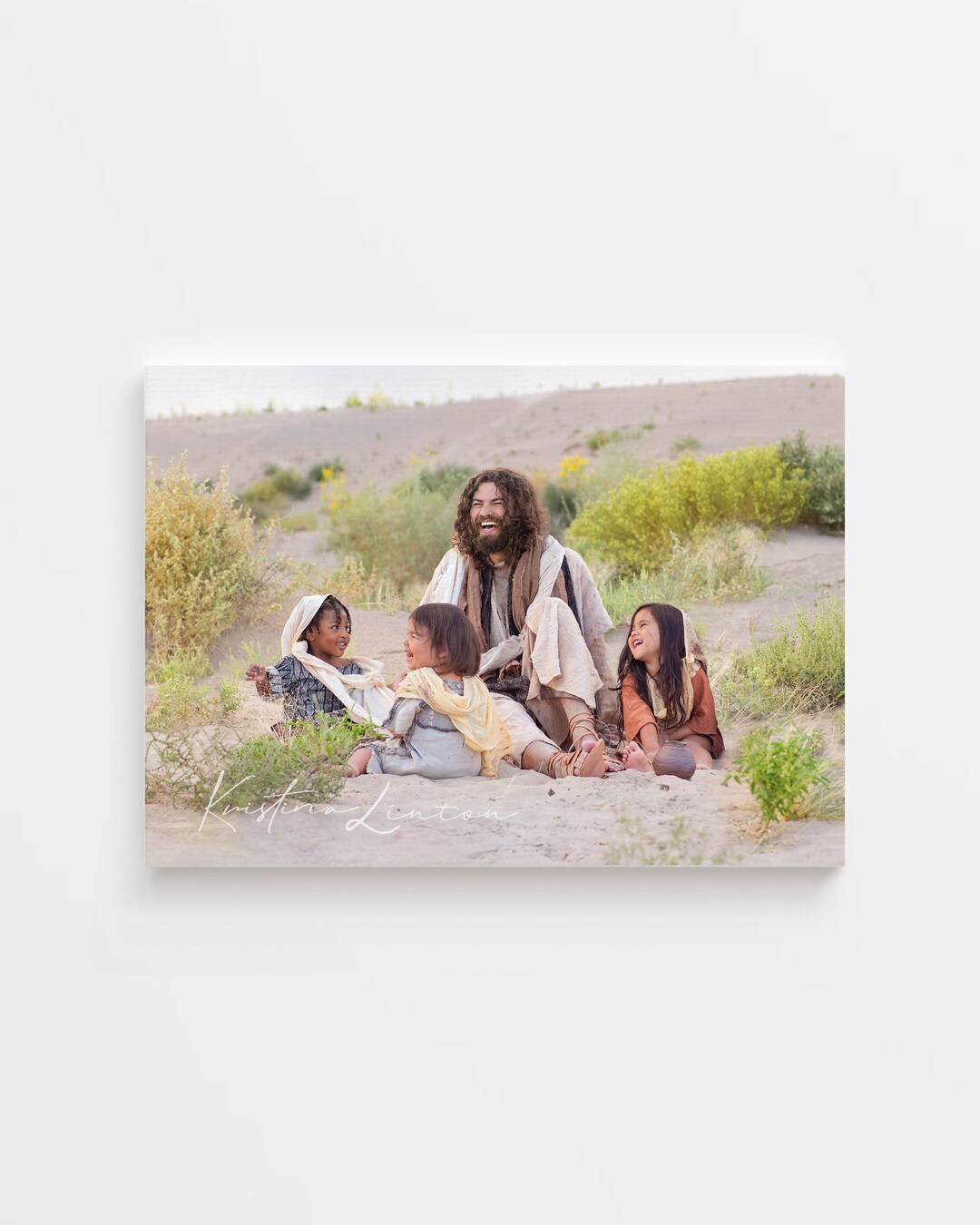 Canvas Wrap, Jesus Christ With Children, Religious, Christian Art, Good ...