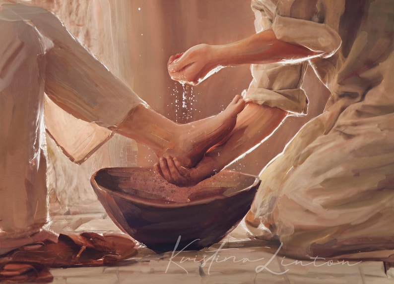 Art Print, Religious Art, Jesus Christ Washing Disciples Feet ...