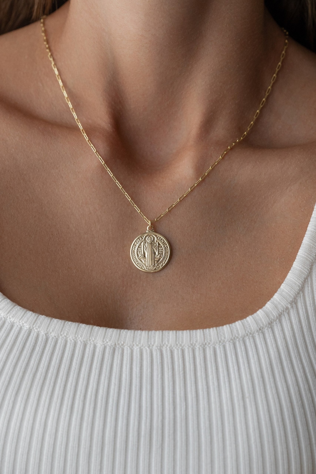 St. Benedict Necklace - Catholic Jewelry - Protection Medal Necklace ...