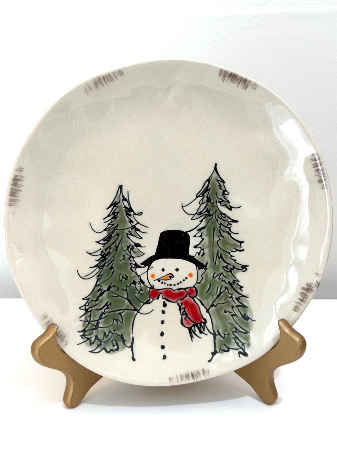 Eli + Ana Woodland Whimsy Snowman 8.5” Salad Plate Set of 4 New~vintage ...