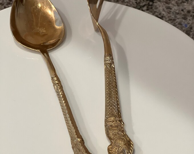 Rare Dragon Head Serving Fork and Spoon ~brass - Etsy