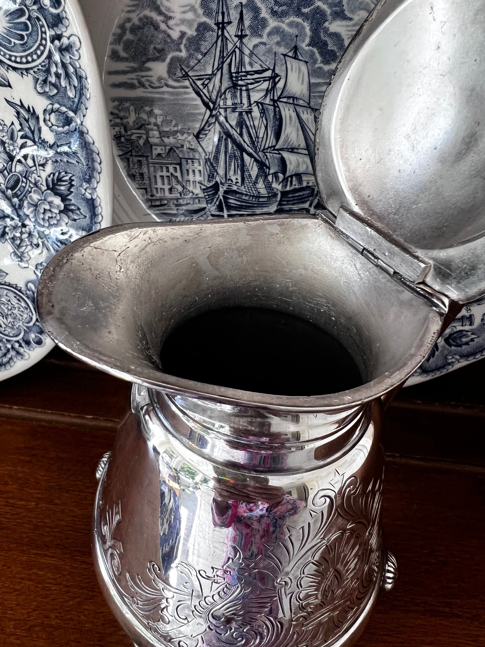 Antique Victorian Era 6" Etched Creamer - Egyptian Revival - Simpson ...