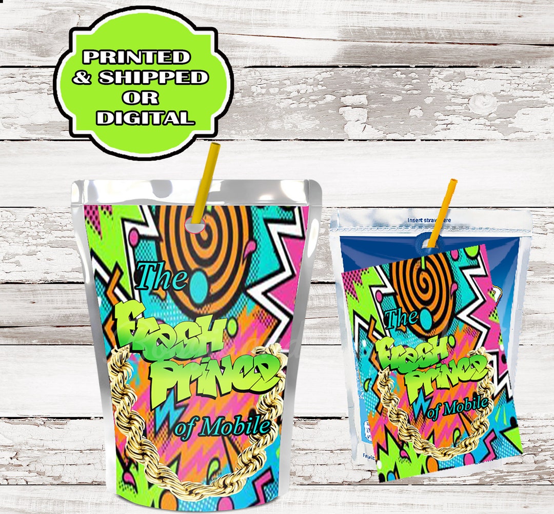 Retro 90s Juice Pouch Label Stickers: Custom Party Decor (digital File ...