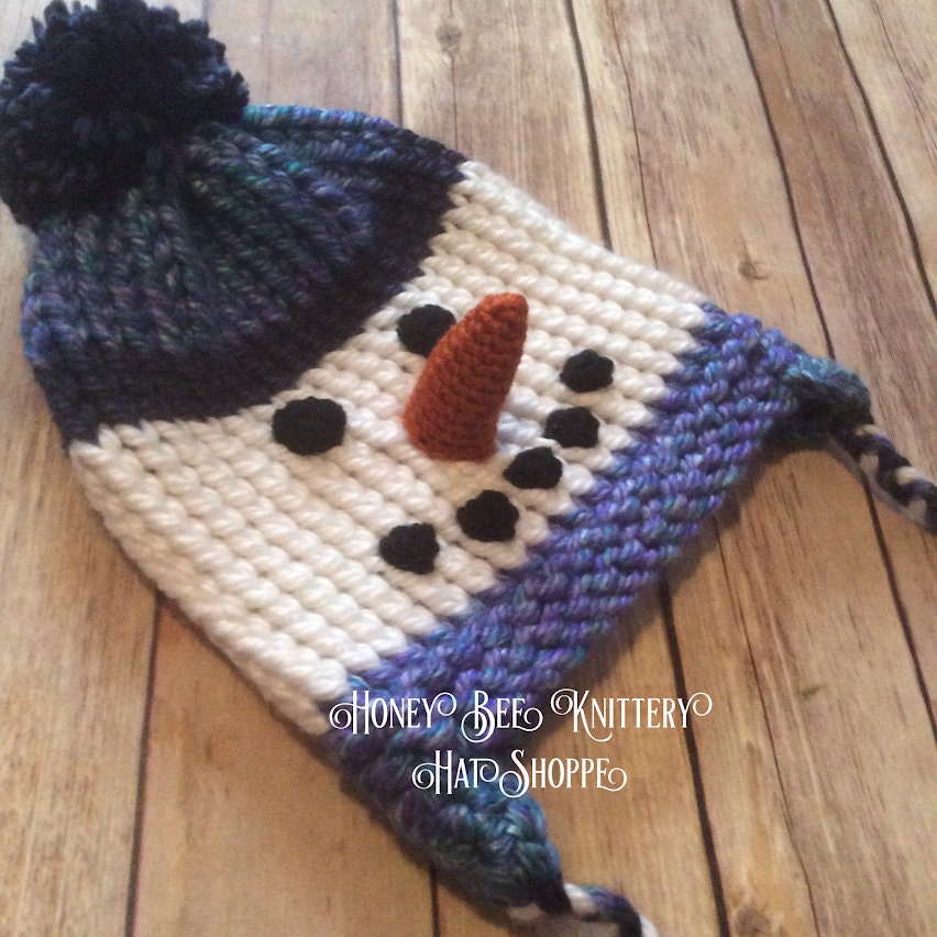 Snowman Hat PATTERN ONLY 6 Sizes Included Blue Tweed | Etsy