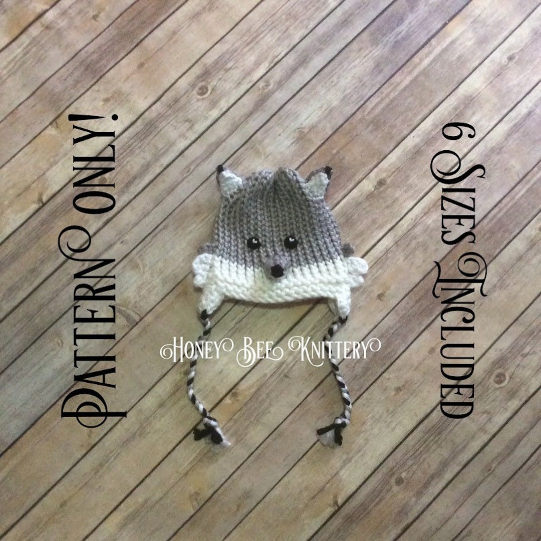 Gray Wolf Hat PATTERN ONLY - 6 Sizes Included; Animal, Gray, Grey ...