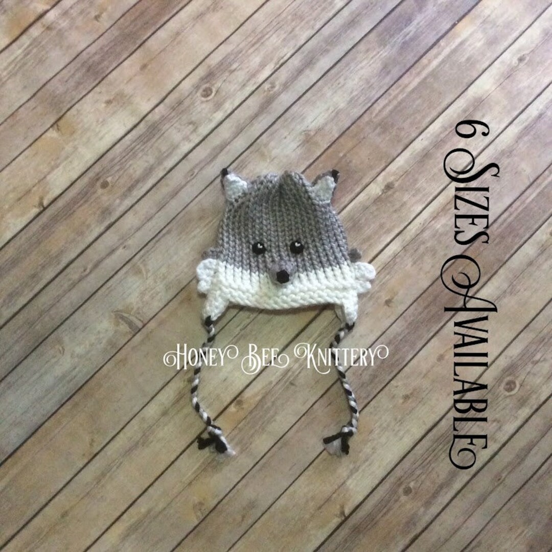 Gray Wolf Hat - 6 Sizes Available, READY TO SHIP; Animal, Gray, Grey ...