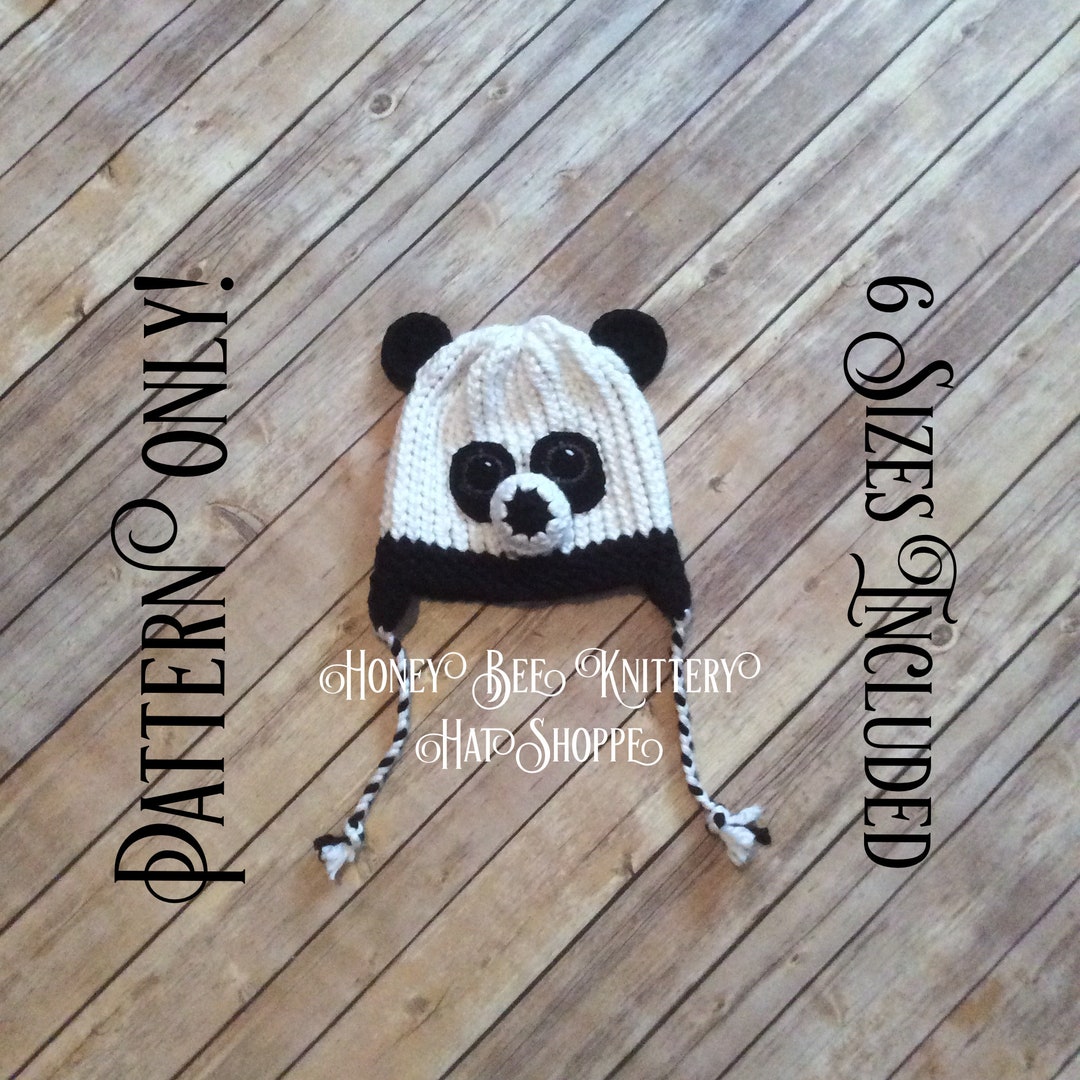 Panda Bear Hat PATTERN ONLY - 6 Sizes Included; White, Black, China ...