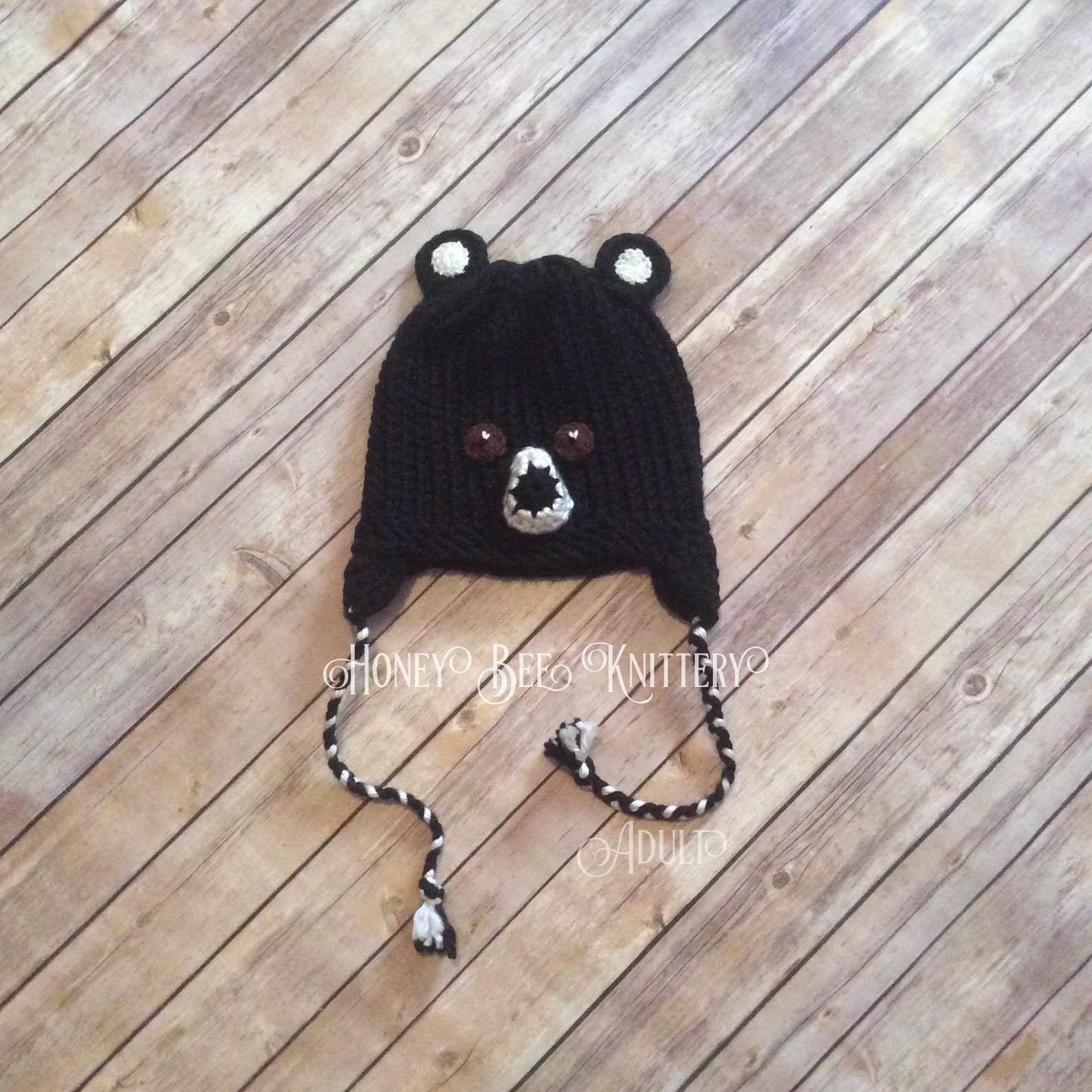 Black Bear Hat - 6 Sizes Available, READY TO SHIP ; Black, Tan, Wild ...