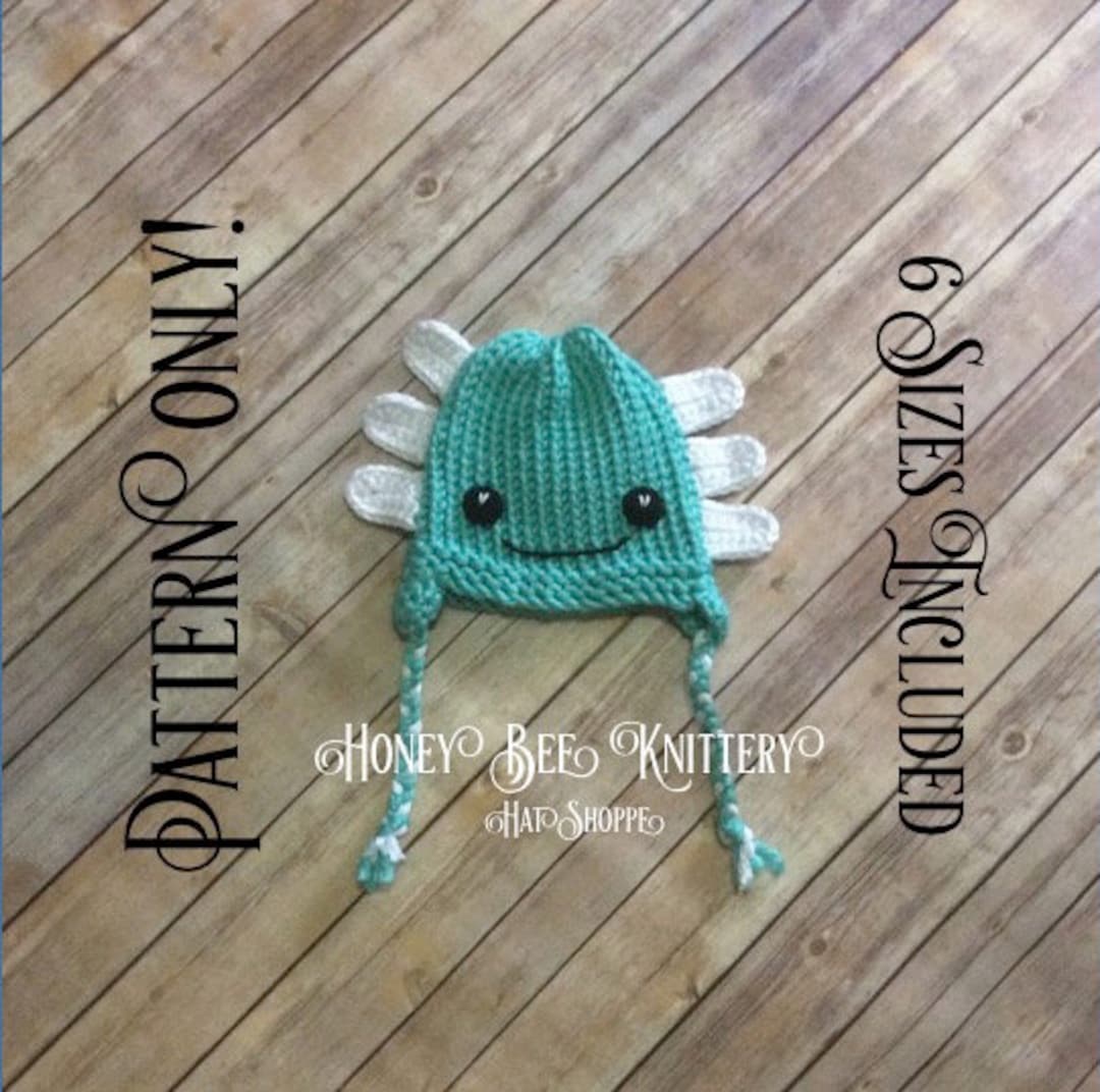 Axolotl Hat PATTERN ONLY - 6 Sizes Included; Animal, Seafoam, Friendly ...