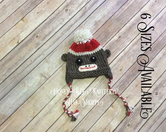 Sock Monkey Hat 6 Sizes Available READY TO SHIP Tweed | Etsy