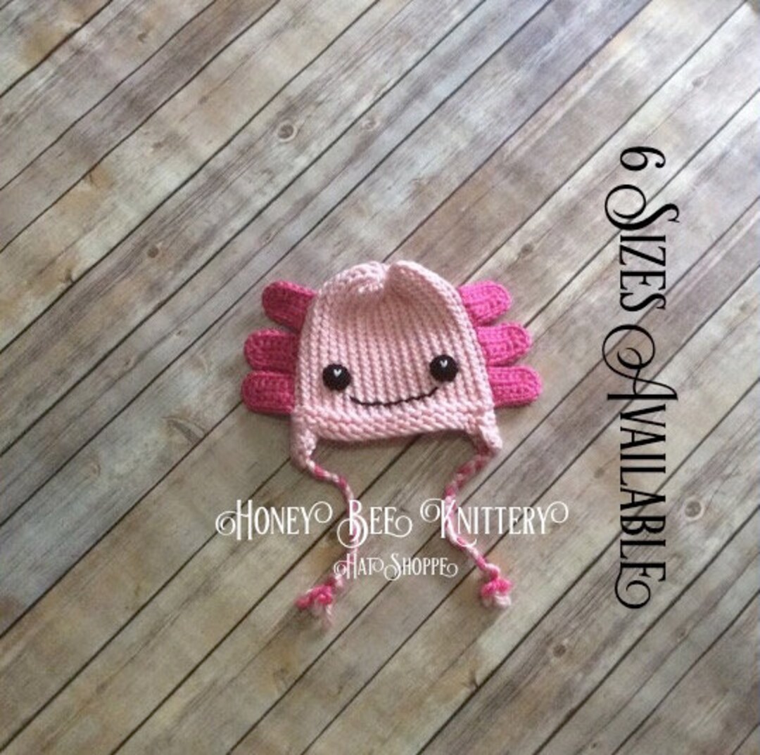 Axolotl Hat - 6 Sizes Available, READY TO SHIP; Animal, Pink, Friendly ...