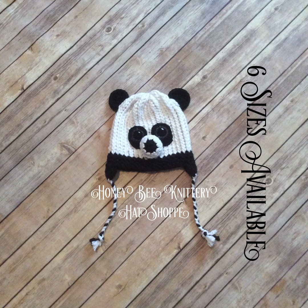Panda Bear Hat - 6 Sizes Available, READY TO SHIP; White, Black, China ...