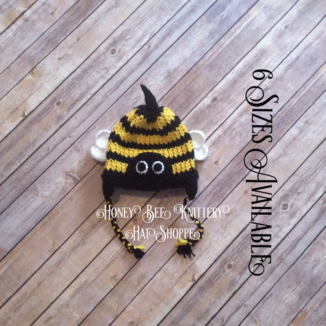 Honey Bee Hat - 6 Sizes Available, READY TO SHIP; Beehive, Bug, Beanie ...