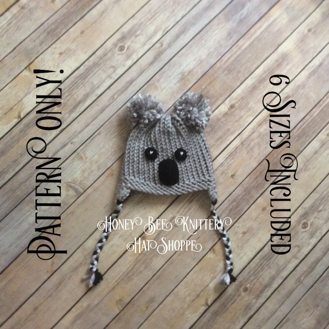 Koala Bear Hat PATTERN ONLY - 6 Sizes Included; Animal, Wombat ...