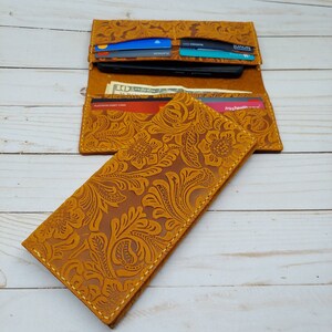 Western Long Wallet, Embossed Leather Wallet With Plus Size Phone ...