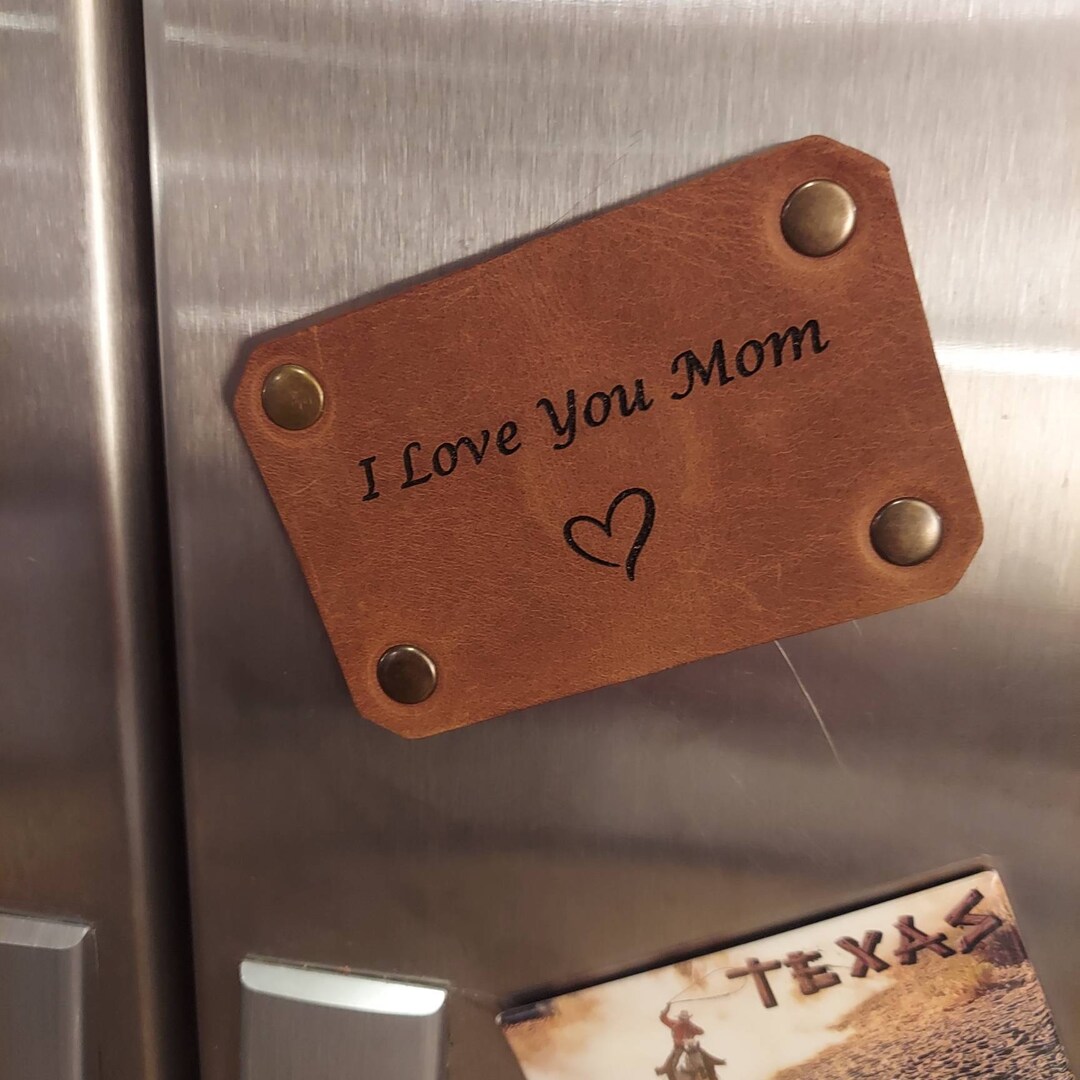 Leather Fridge Magnet, Picture Magnet, Photo Engraved Magnet, Mother's ...