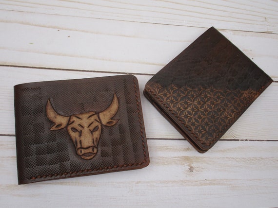 Vegetable Tanned Leather Wallet Hand Stitched With Hand - Etsy
