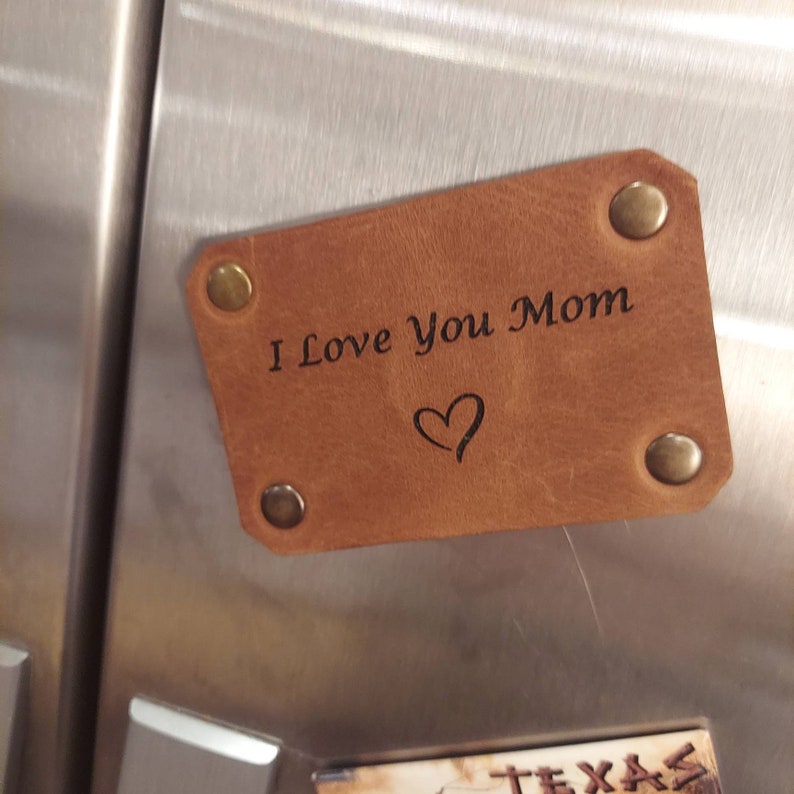 Leather Fridge Magnet, Picture Magnet, Photo Engraved Magnet, Mother's ...