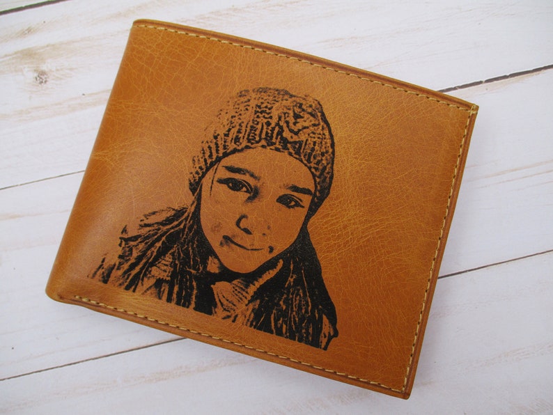 Photo Engraved Wallet With Personalized Message in Gift Box - Etsy