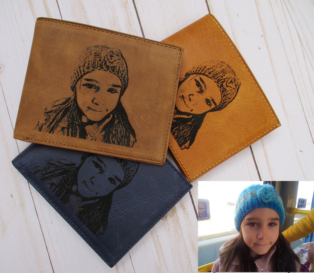 Photo Engraved Wallet With Personalized Message in Gift Box, Bifold ...