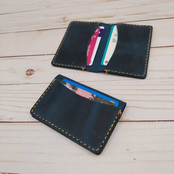 Heavy Duty Genuine Leather Card Wallet Minimalist Leather | Etsy