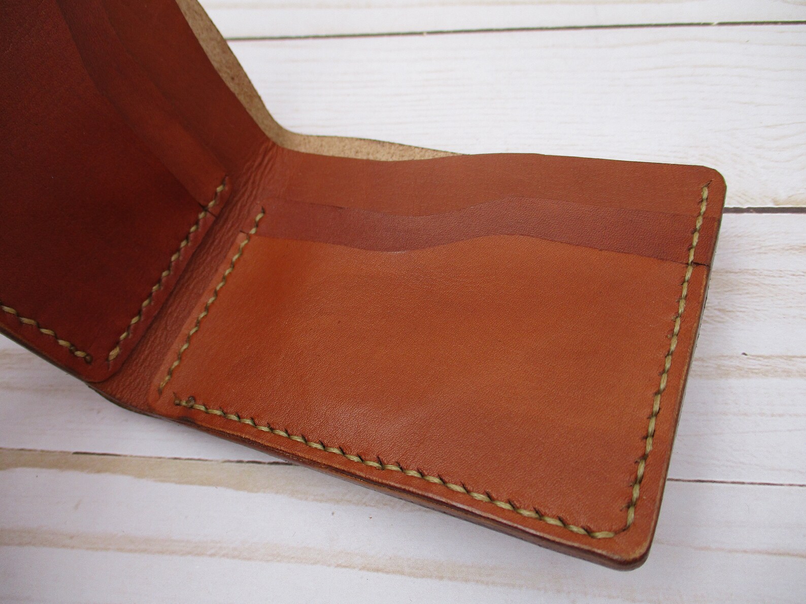 Vegetable Tanned Leather Wallet, Hand Stitched With Hand Embossed Wild ...