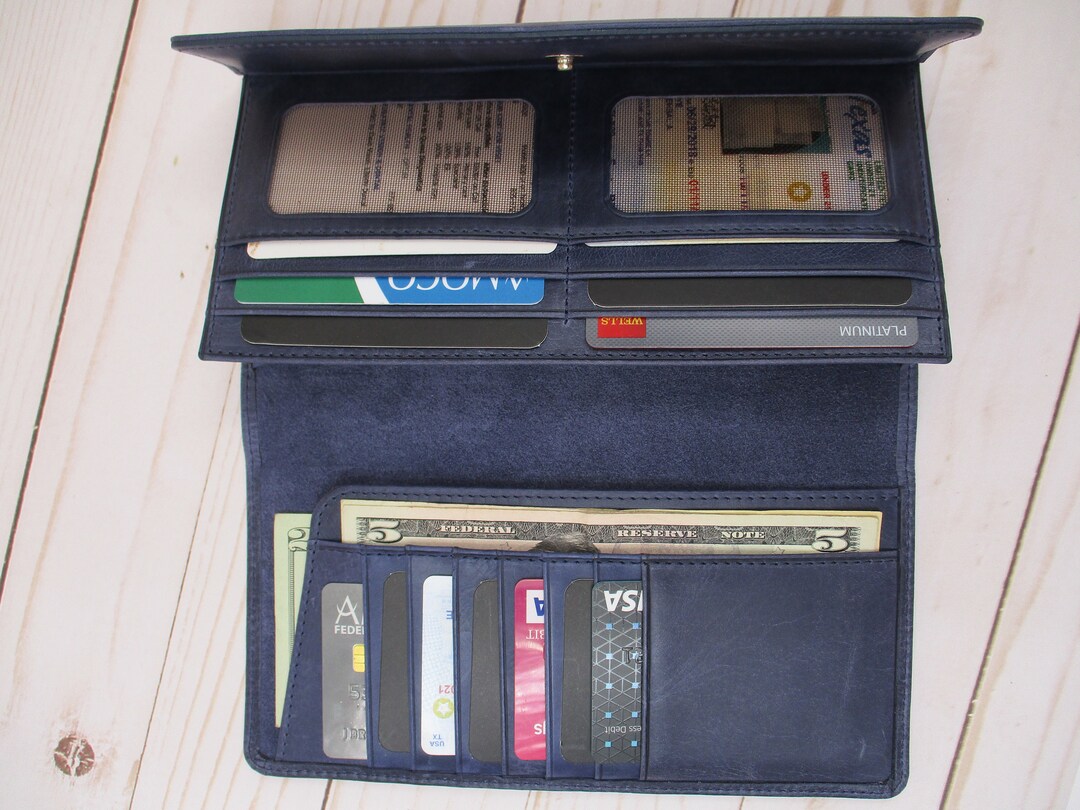 Blue Genuine Leather Women's Wallet in A Gift Box, Anniversary Gift for ...