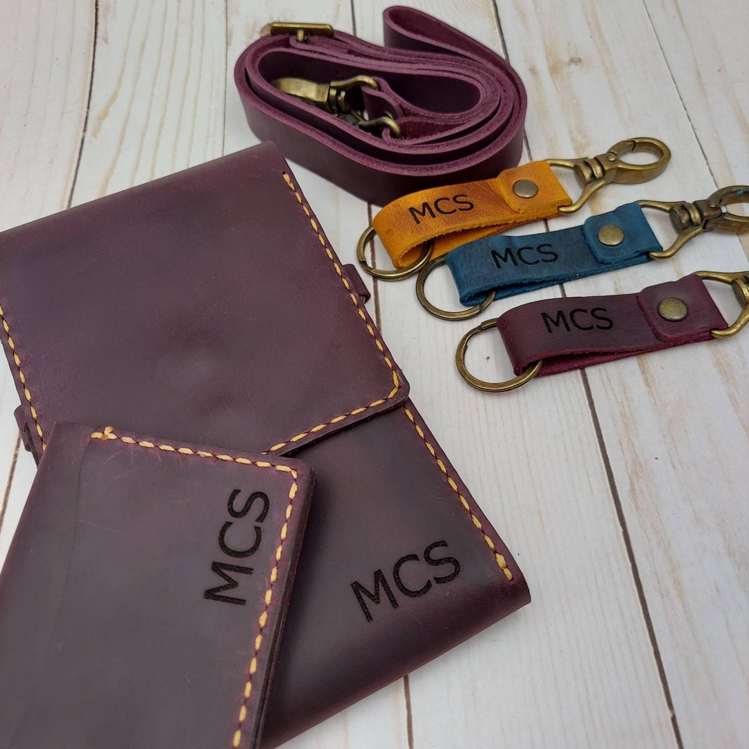 Leather Key Chain, Personalized Genuine Leather Key Chain With Clip ...