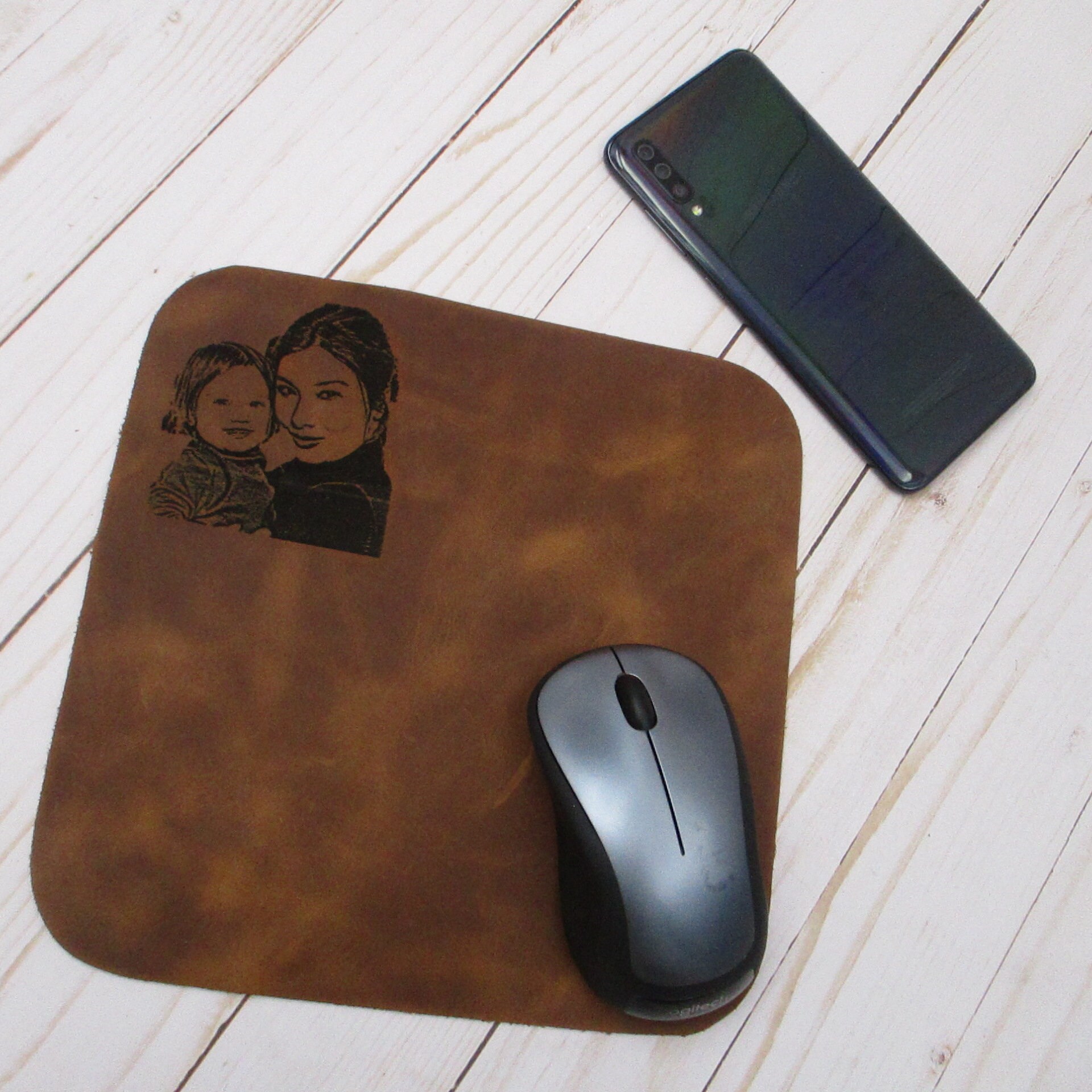 Photo Engraved Mousepad Personalized Mousepad Full Grain - Etsy