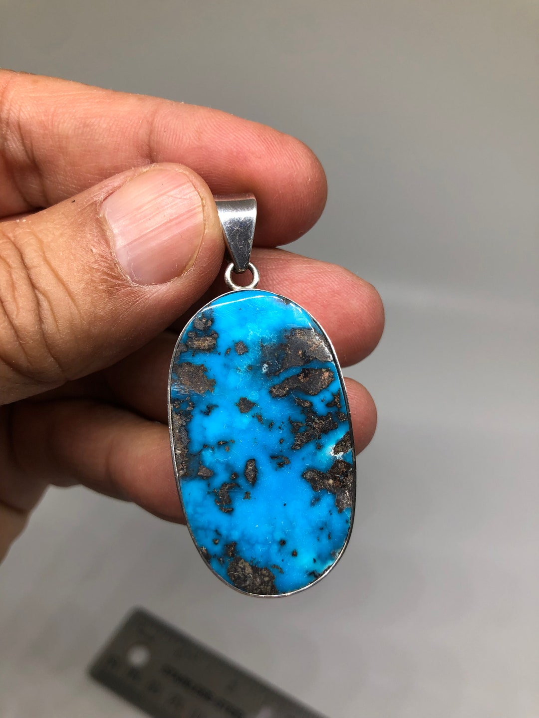 Authentic Native American Huge, Fine Turquoise Pendant 18 GR. - Etsy