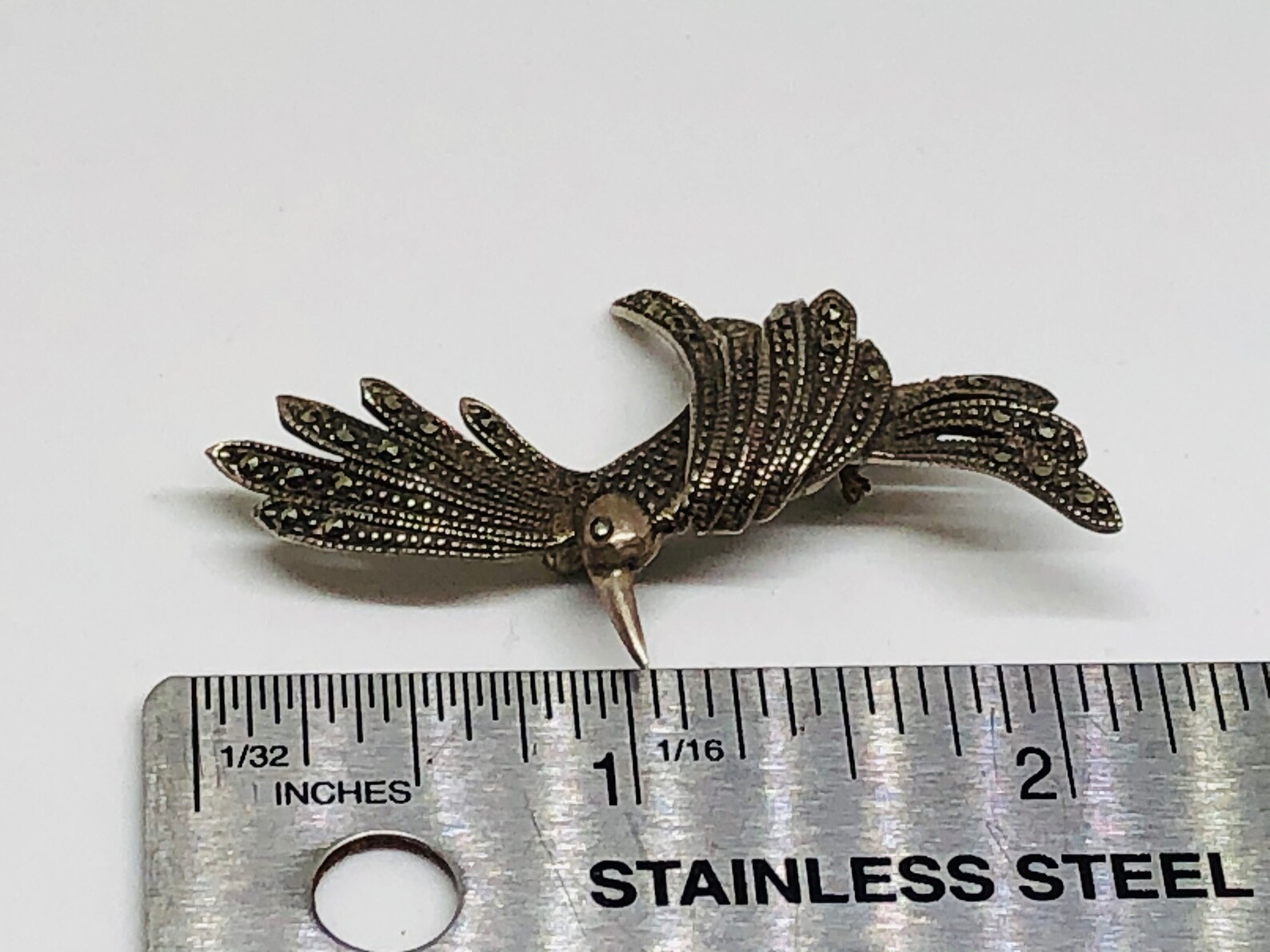 Vintage Sterling Silver Marcasite Flying Bird Pin Brooches - Etsy