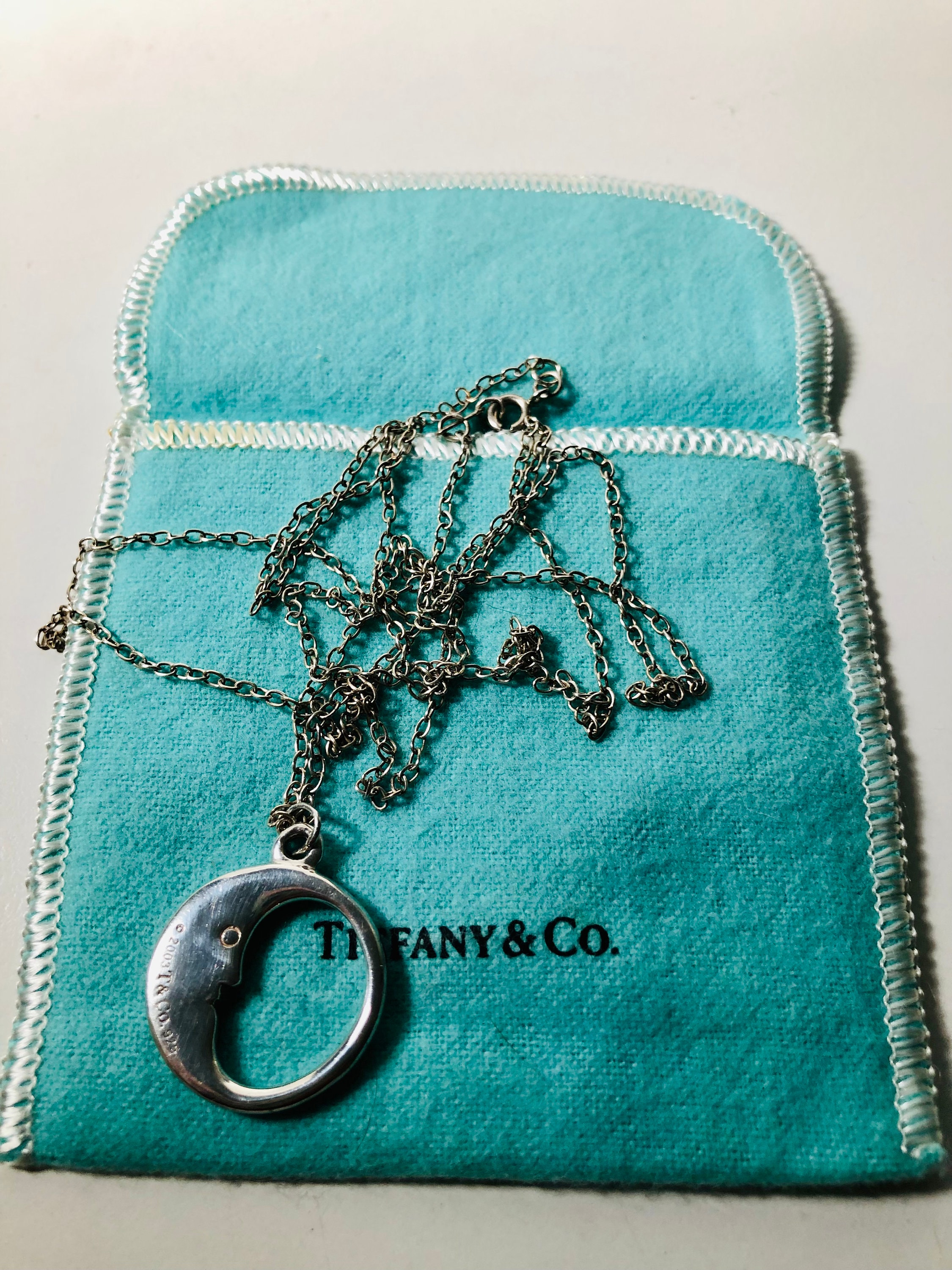 Tiffany Co. Sterling 32 Chain Man in the Moon Necklace Pouch Etsy Australia