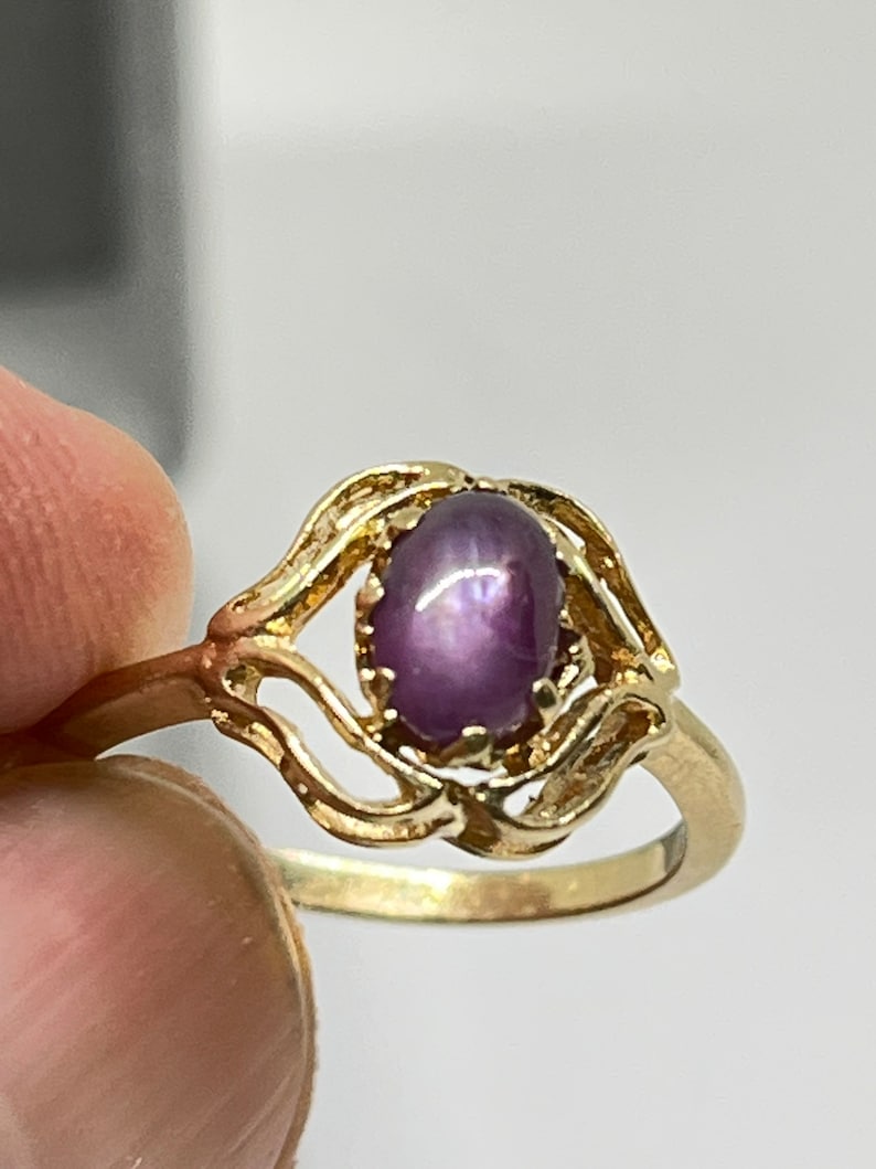 Vintage Solid Gold Violet Color Genuine Star Sapphire Ladies | Etsy