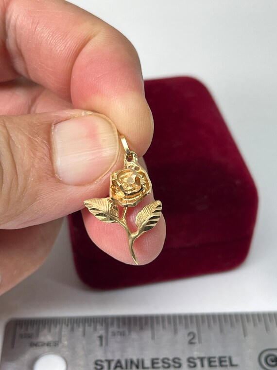 14k solid gold Hatch rose charm - Gem