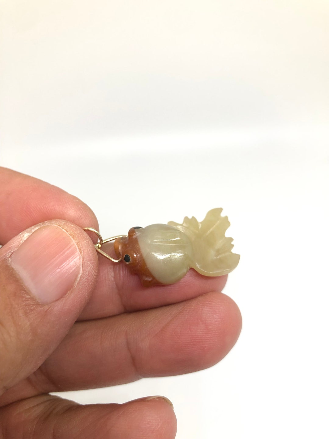 Antique Chinese Genuine Jade Goldfish 14k Solid Gold Charm Pendant - Etsy