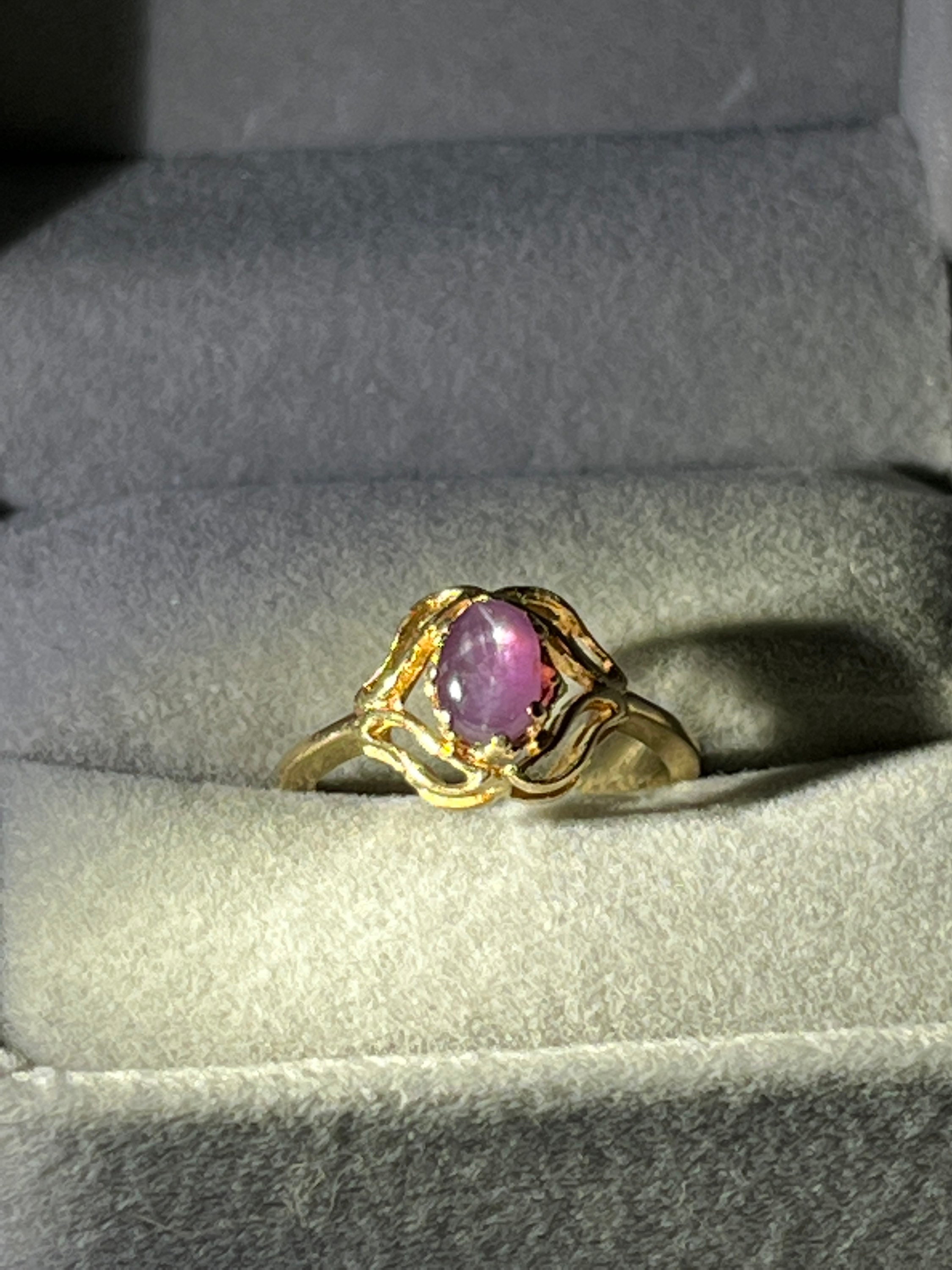 Vintage Solid Gold Violet Color Genuine Star Sapphire Ladies - Etsy