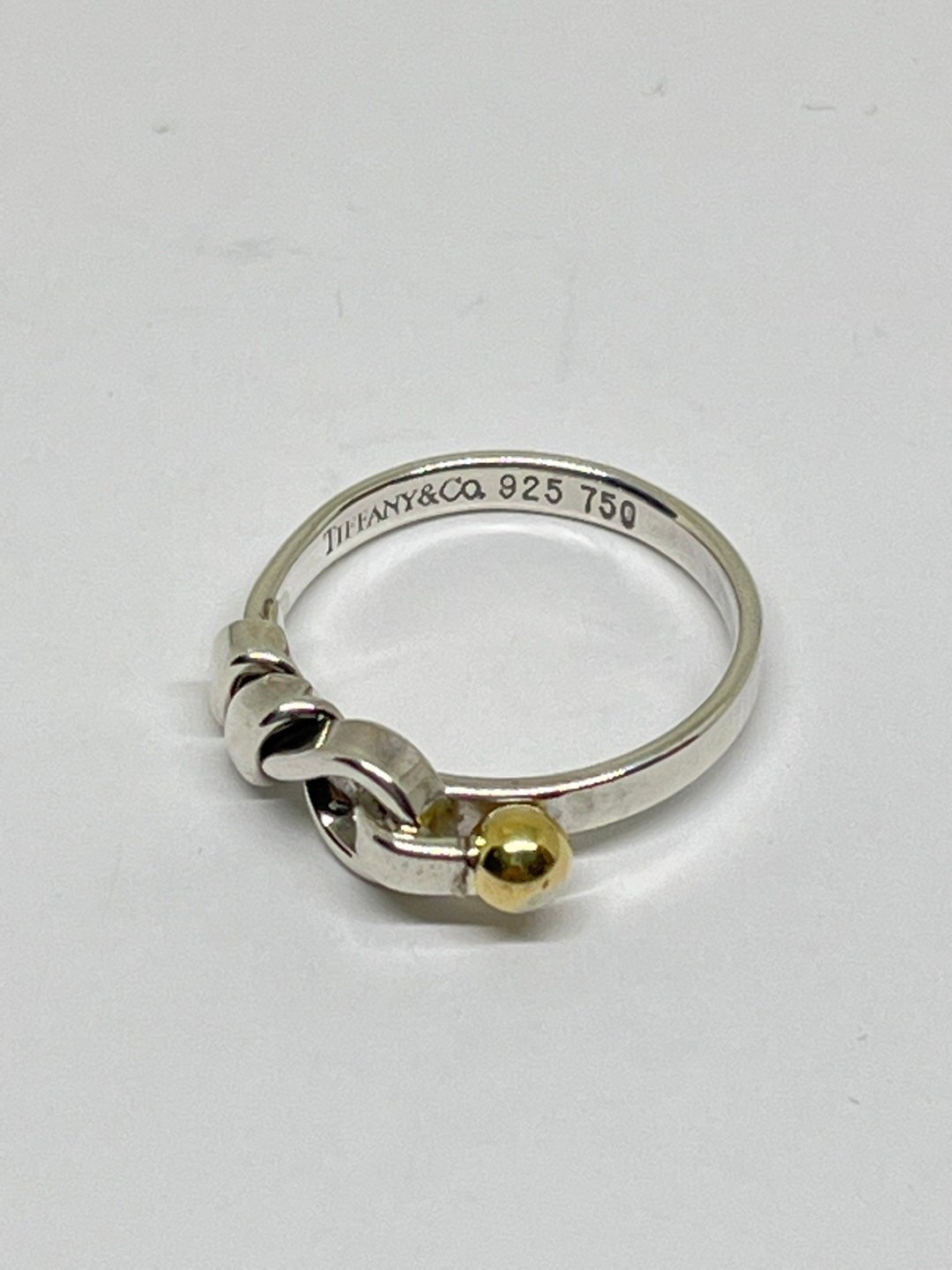 Vintage Tiffany &co. Hook Eye Band Ring 925 Sterling 750 Gold - Etsy