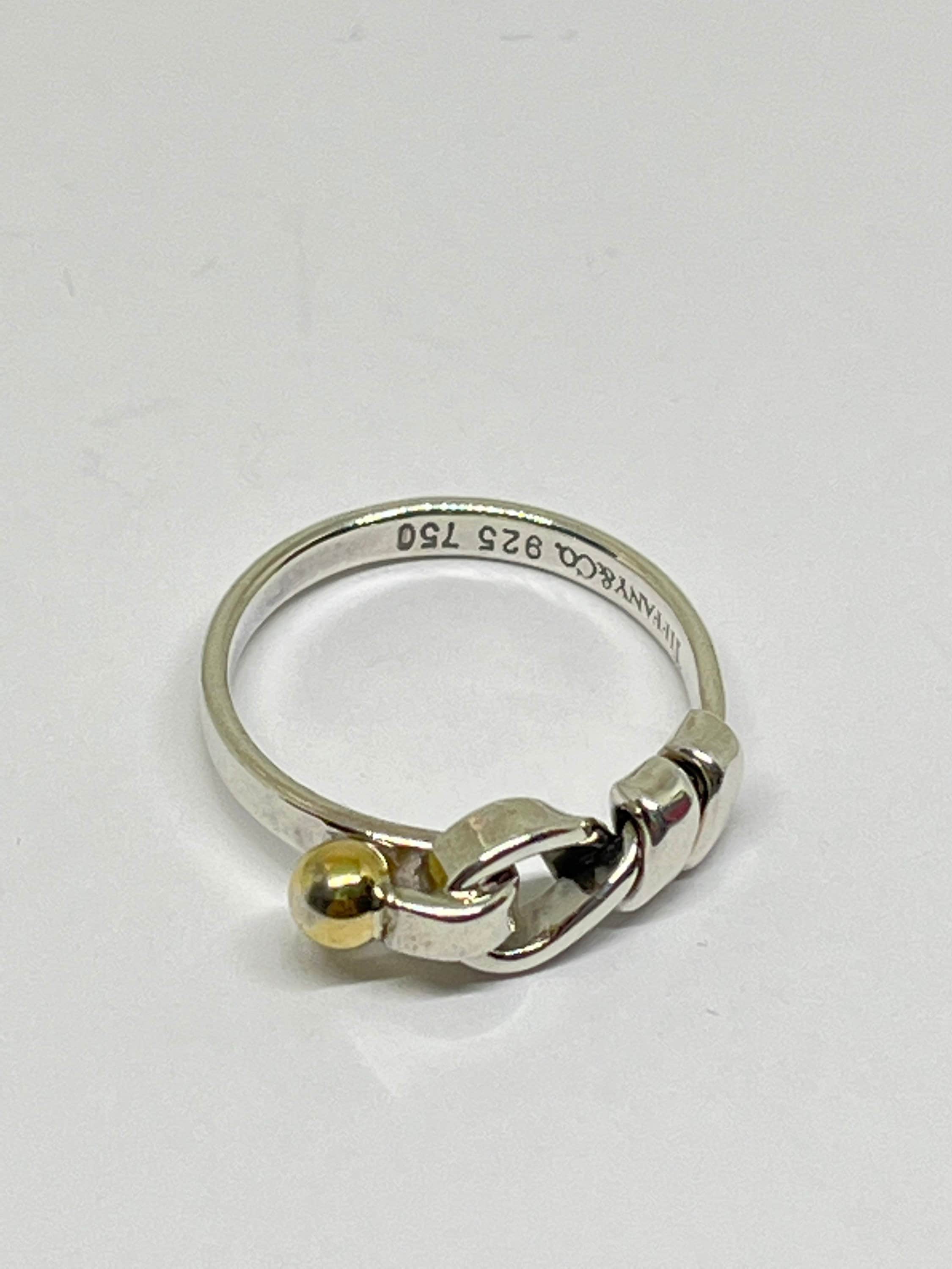 Vintage Tiffany &co. Hook Eye Band Ring 925 Sterling 750 Gold - Etsy