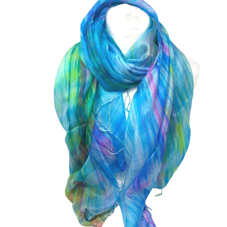 100% Silk Multi Coloured Pastel Silk Scarf | Etsy