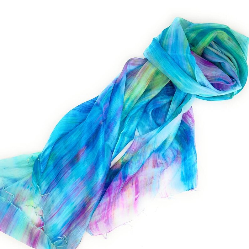 100% Silk Multi Coloured Pastel Silk Scarf | Etsy