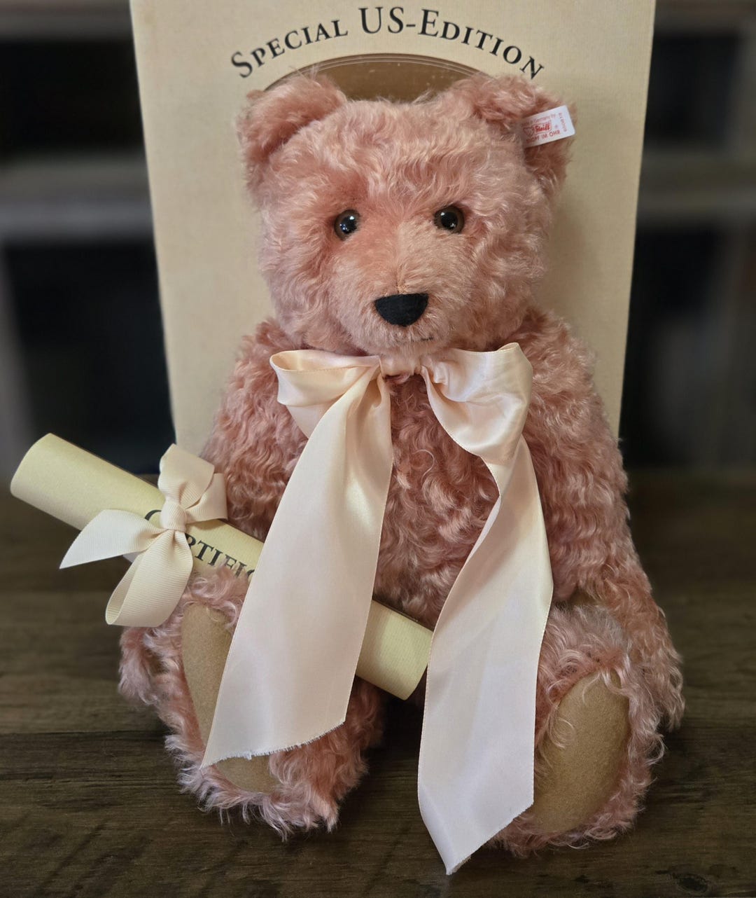 Pink Steiff Teddy Bear Compass Rose Mohair Retired Limited Edition - Etsy