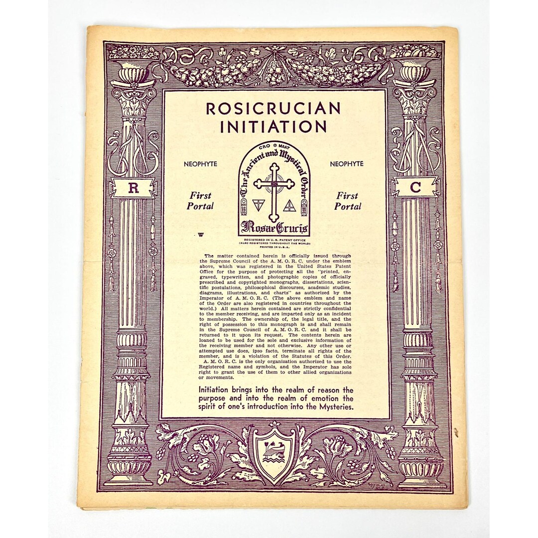 Rosicrucian Initiation First Portal Neophyte Vintage Booklet AMORC ...