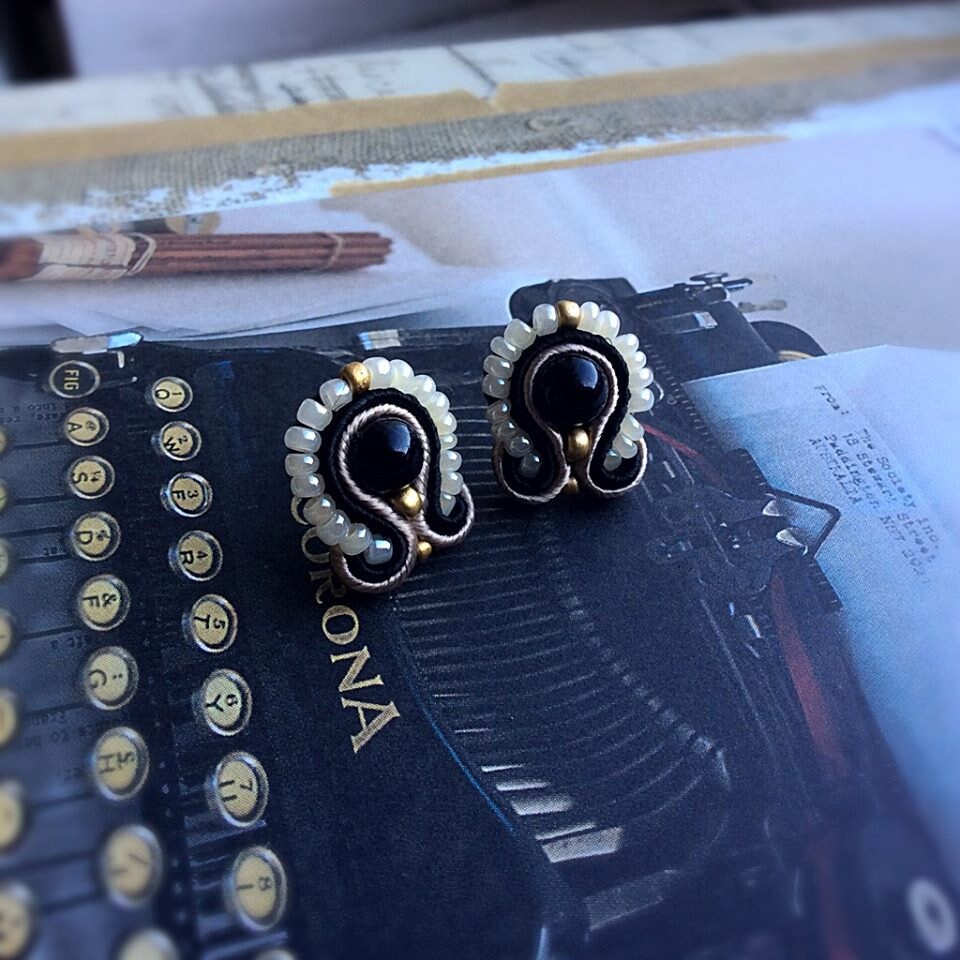 Elegant classic pearl soutache earrings evocative occasion | Etsy