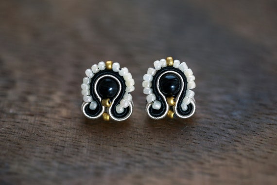 Elegant classic pearl soutache earrings evocative occasion | Etsy