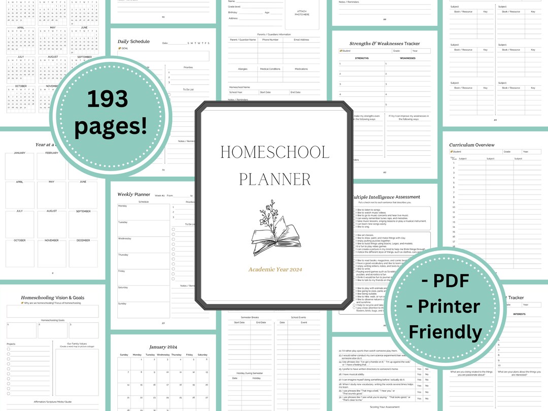 Homeschool Planner Printable 2024, Homeschool Planner Pages, Digital ...